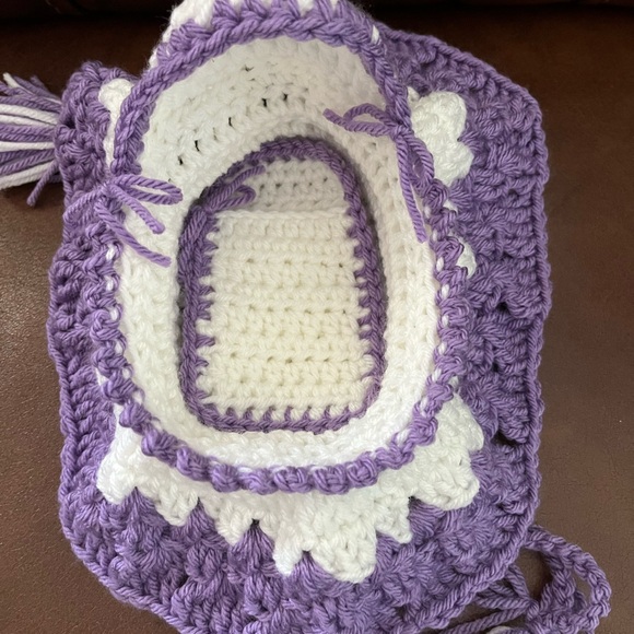 Accessories | Handmade Purple And White Crochet Cradle Purse | Poshmark